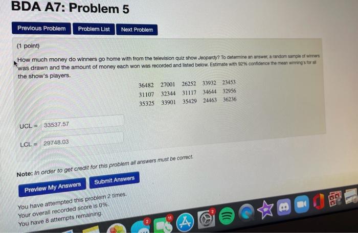 Solved BDA A7: Problem 5 Previous Problem Problem List Next | Chegg.com