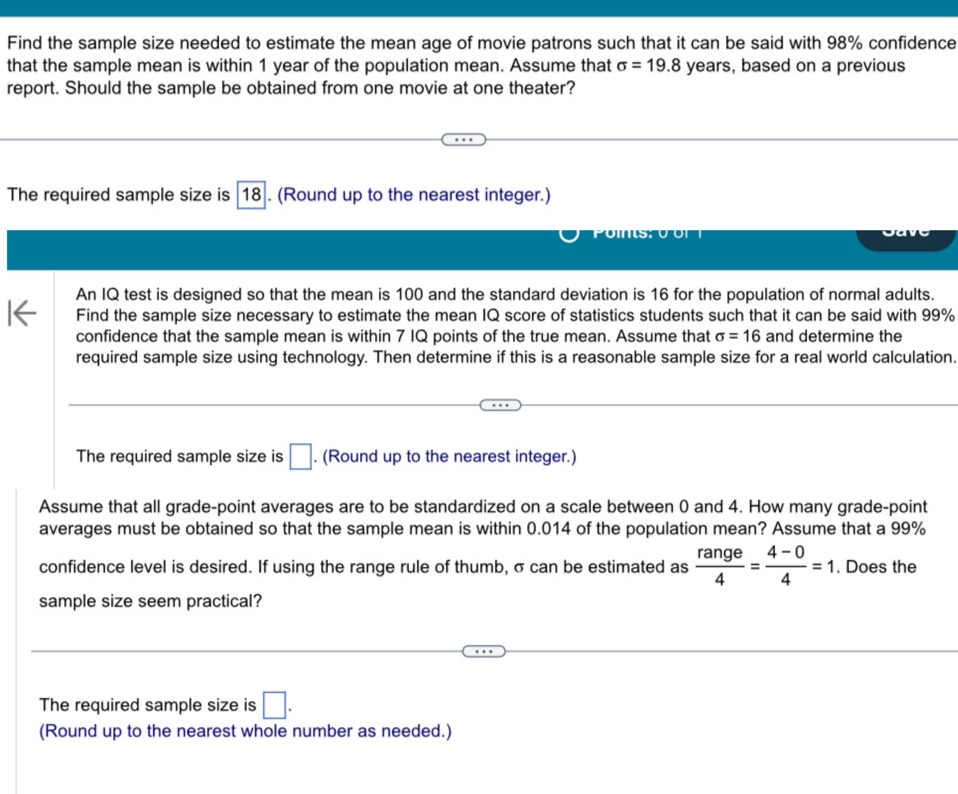 Solved Find the sample size needed to estimate the mean age | Chegg.com