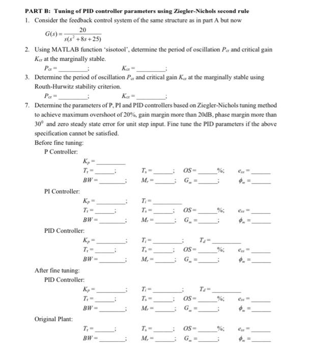 Solved Pa PART B: Tuning of PID controller parameters using | Chegg.com