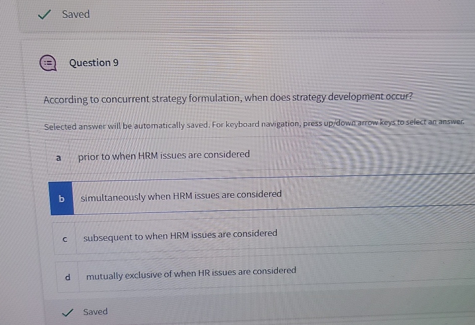 Solved SavedQuestion 9According to concurrent strategy | Chegg.com