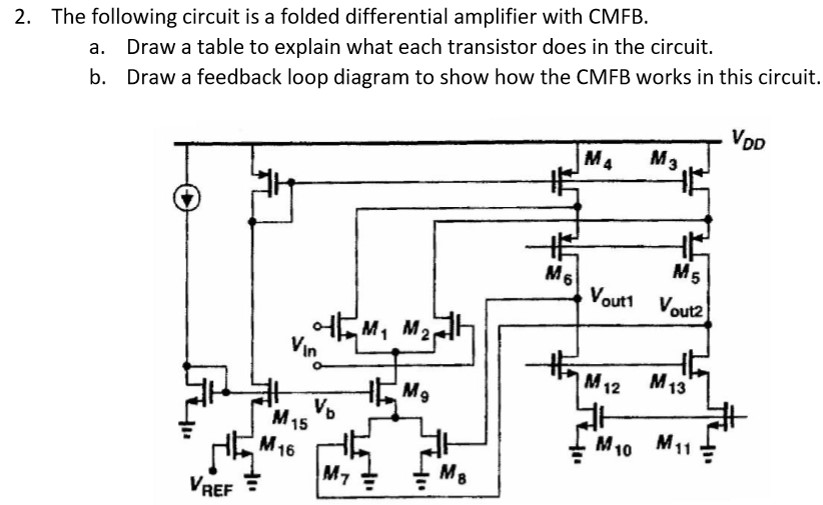 Solved The following circuit is a folded differential | Chegg.com