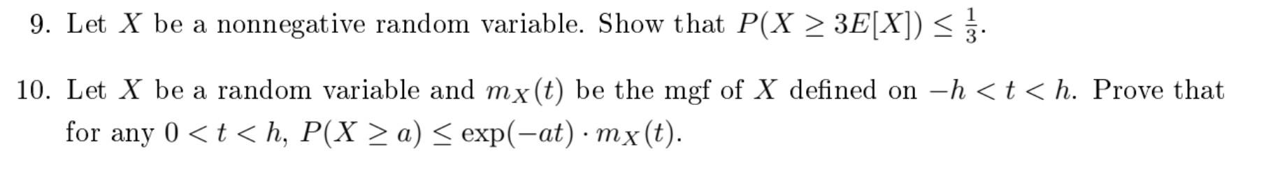 Solved 9. Let X be a nonnegative random variable. Show that | Chegg.com