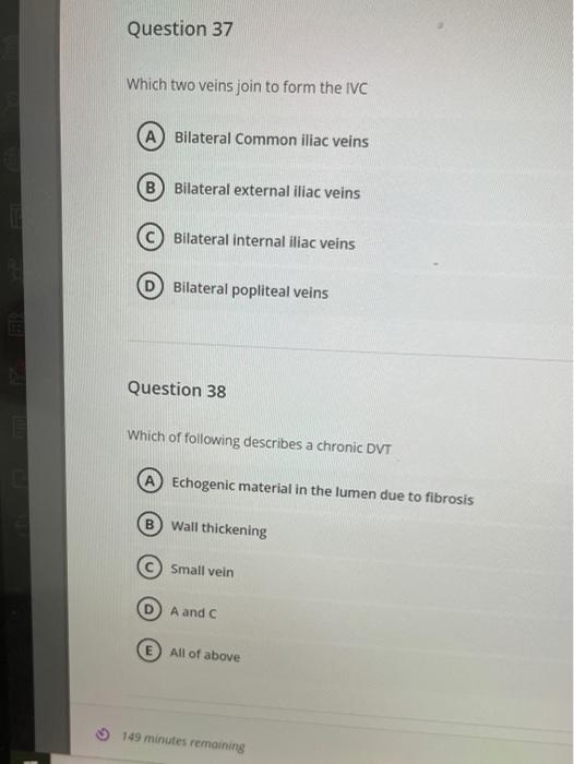 Solved Question 41 Which of following describes an acute DVT | Chegg.com
