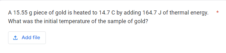 Solved A 15.55g ﻿piece of gold is heated to 14.7C ﻿by adding | Chegg.com