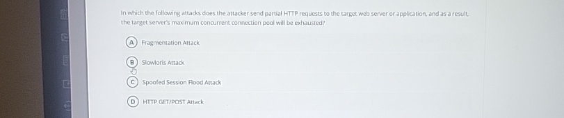 Solved In which the following attacks does the attacker send | Chegg.com