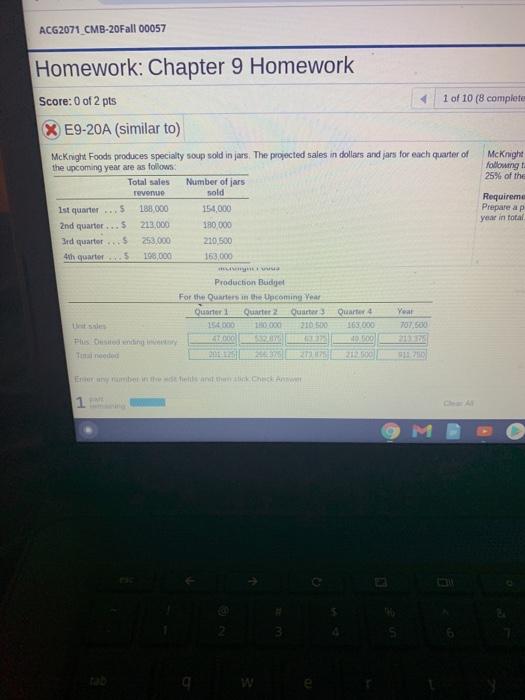 Solved ACG2071 CMB-20Fall 00057 Homework: Chapter 9 Homework | Chegg.com