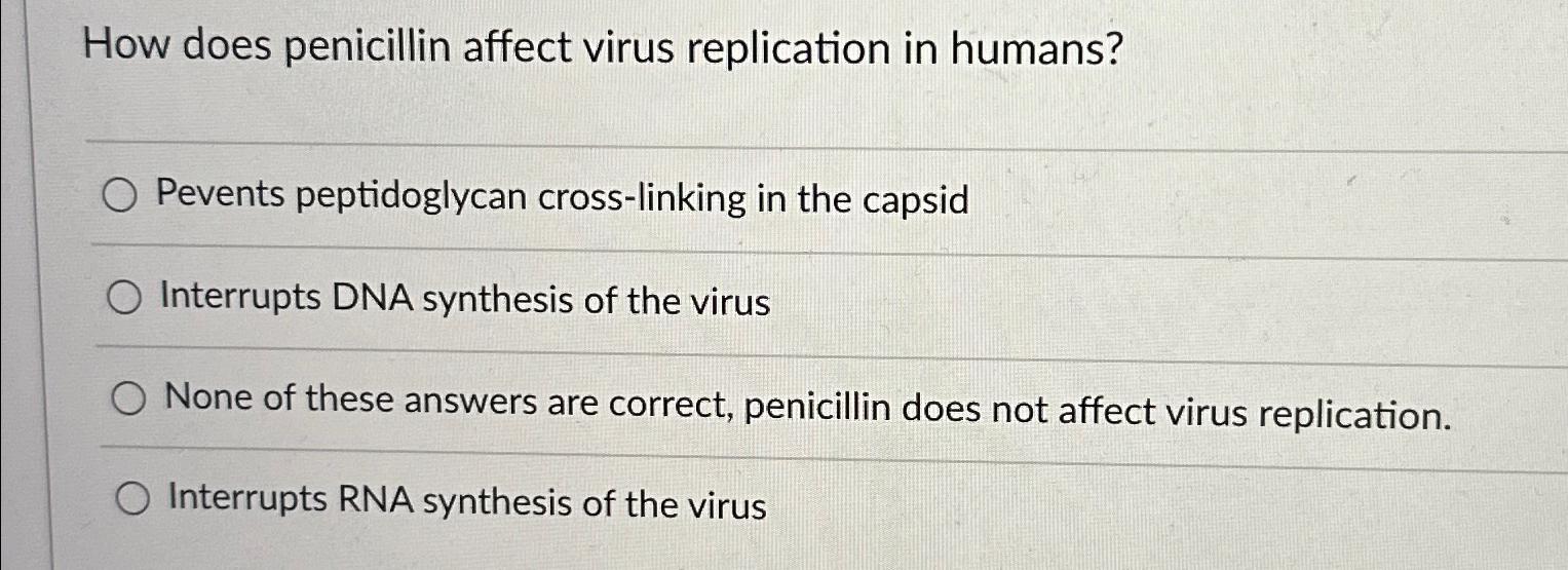 Solved How does penicillin affect virus replication in | Chegg.com