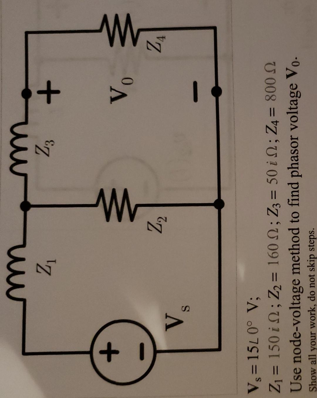 Solved Use node-voltage method to find phasor voltage V0. | Chegg.com