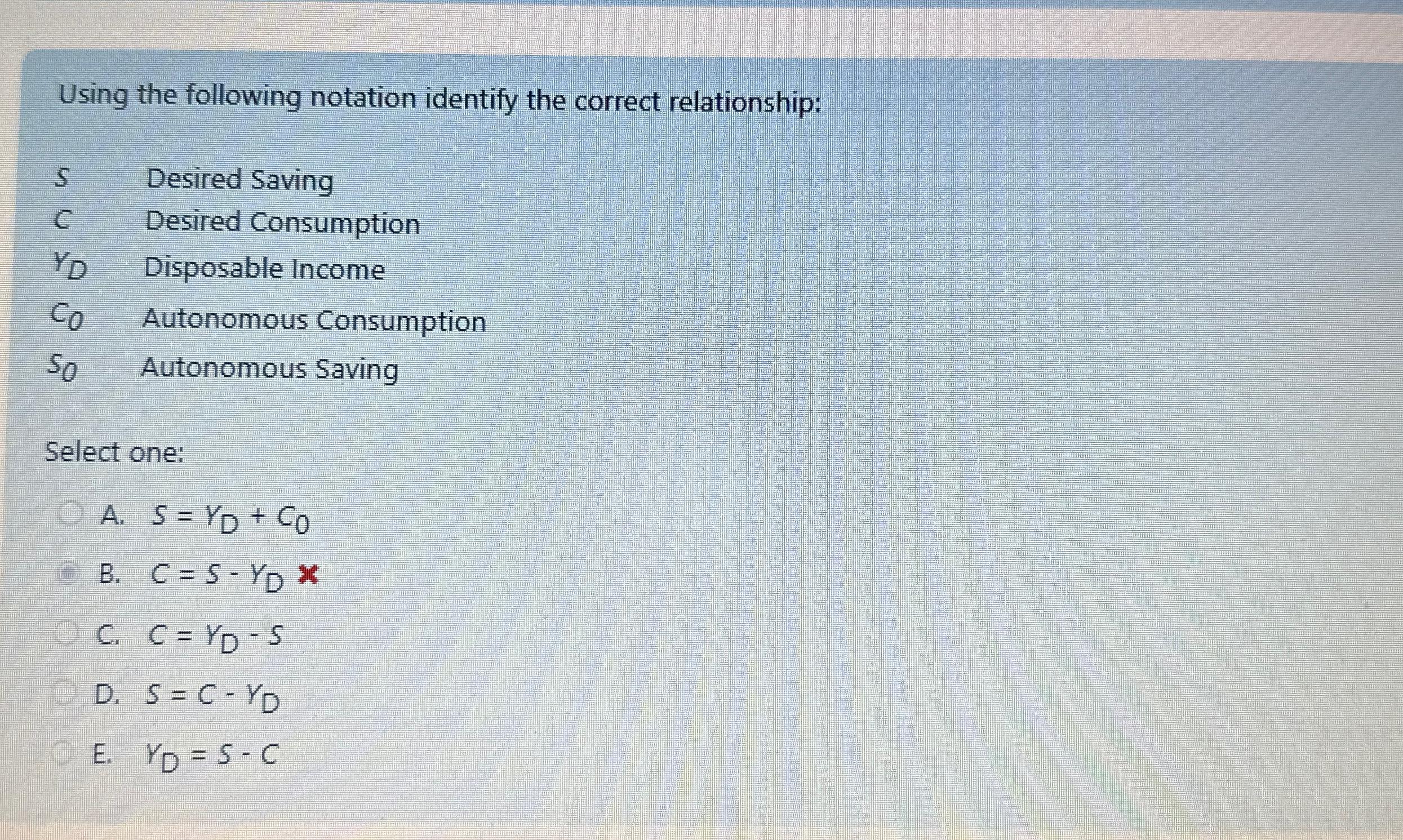 Solved Using the following notation identify the correct | Chegg.com