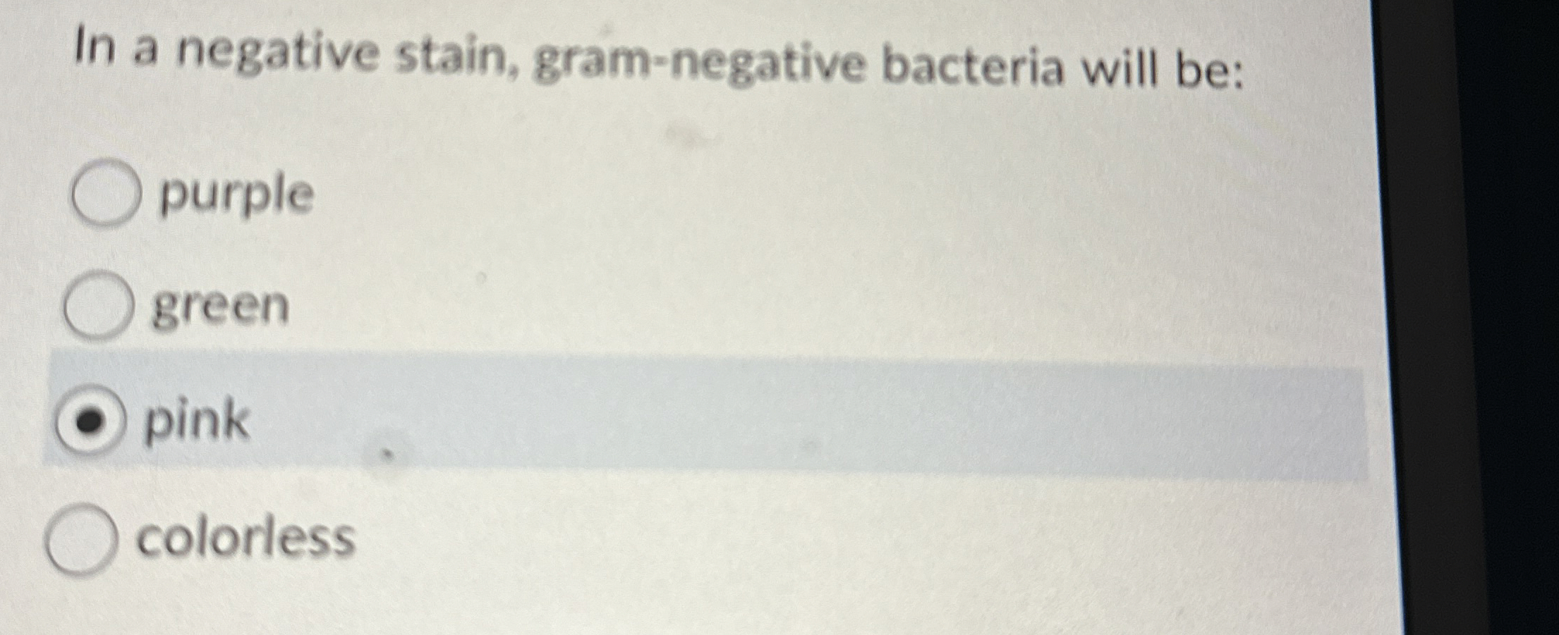 Solved In a negative stain, gram-negative bacteria will | Chegg.com