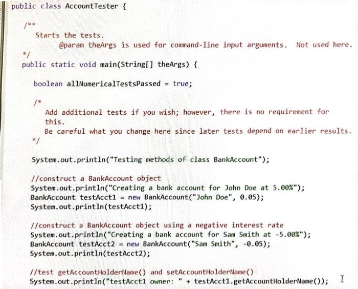 Solved 1. BankAccount.java public class BankAccount \{ | Chegg.com