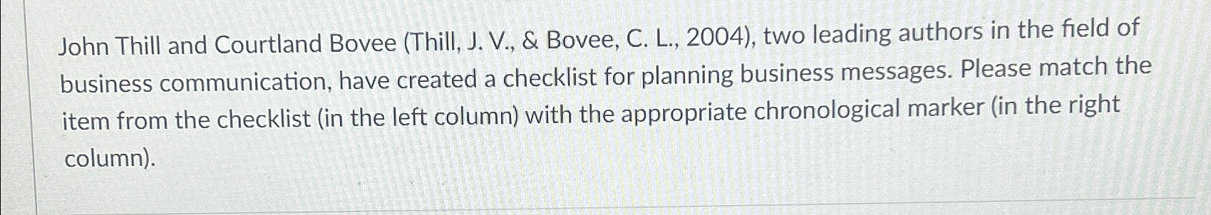 Solved John Thill and Courtland Bovee (Thill, ﻿J. ﻿V., ﻿& | Chegg.com