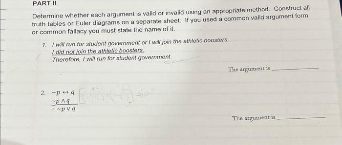Solved Determine whether each argument is valid or invalid | Chegg.com