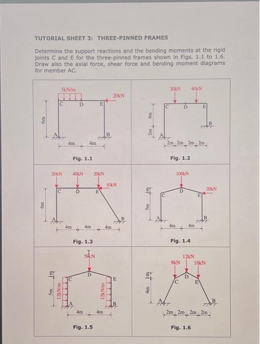 TUTORIAL SHEET 3: THREE-PINNED FRAMESAns: | Chegg.com
