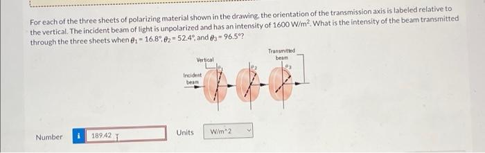 Solved For each of the three sheets of polarizing material | Chegg.com