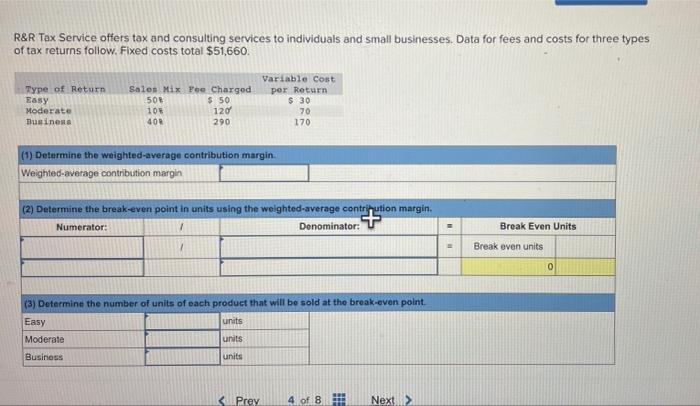 Solved R\&R Tax Service offers tax and consulting services | Chegg.com
