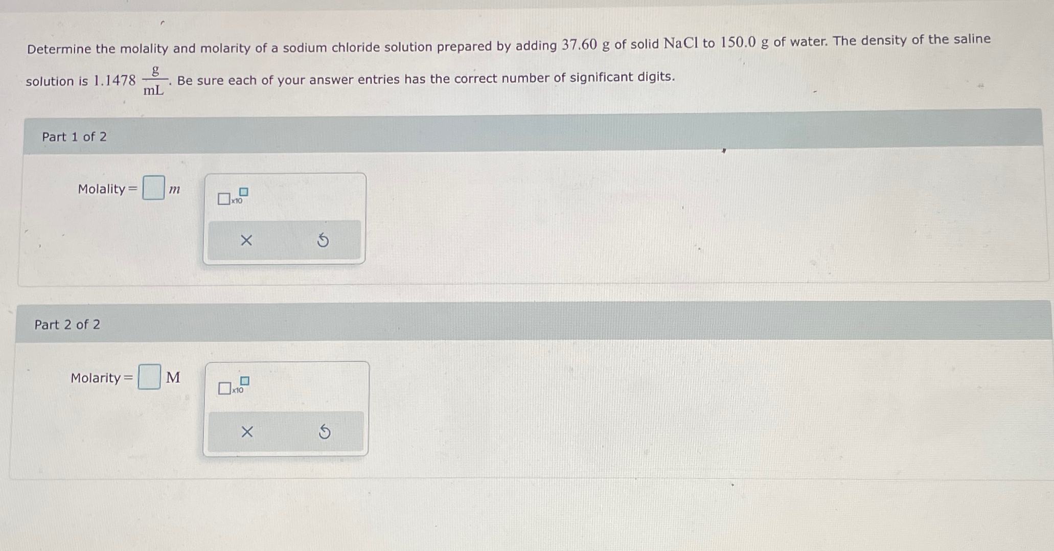 Solved Determine the molality and molarity of a sodium | Chegg.com