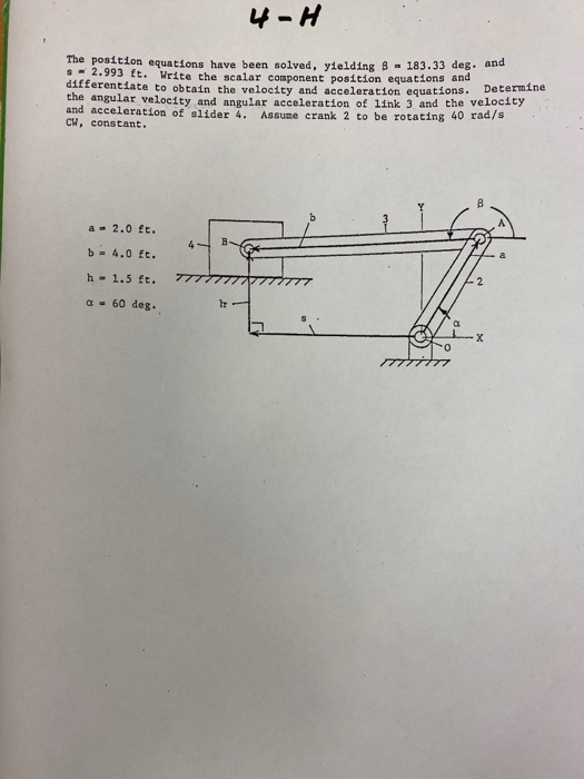 Solved 4-H $ - 2.993 ft. Write the scalar component position | Chegg.com