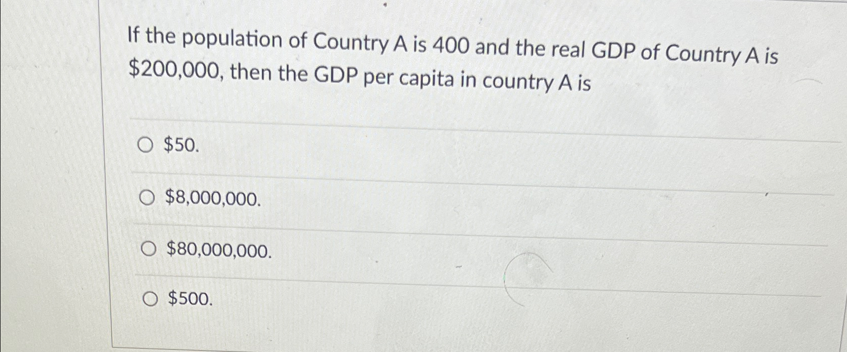 Solved If the population of Country A is 400 ﻿and the real | Chegg.com