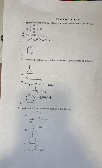 Solved CLASS ACTIVITY 3 1. Identify the following as | Chegg.com