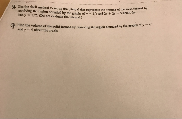 Solved 9. Use the shell method to set up the integral that | Chegg.com