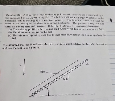 Solved Question B2: A thin film of liquid (density p, | Chegg.com