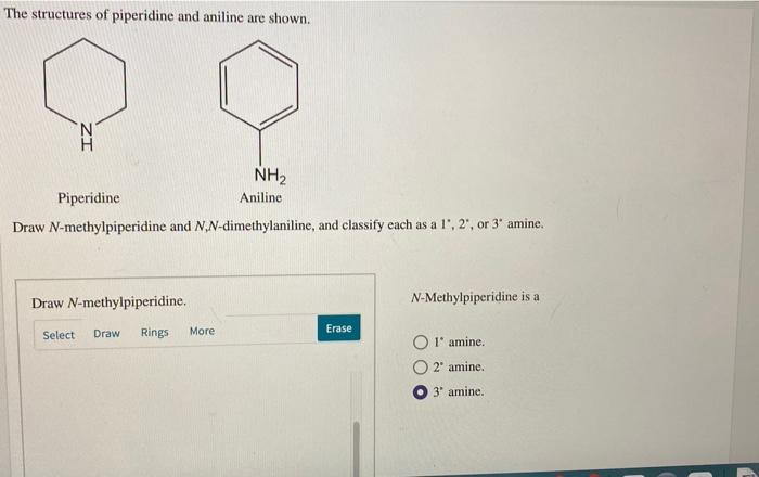 Solved The structures of piperidine and aniline are shown. | Chegg.com