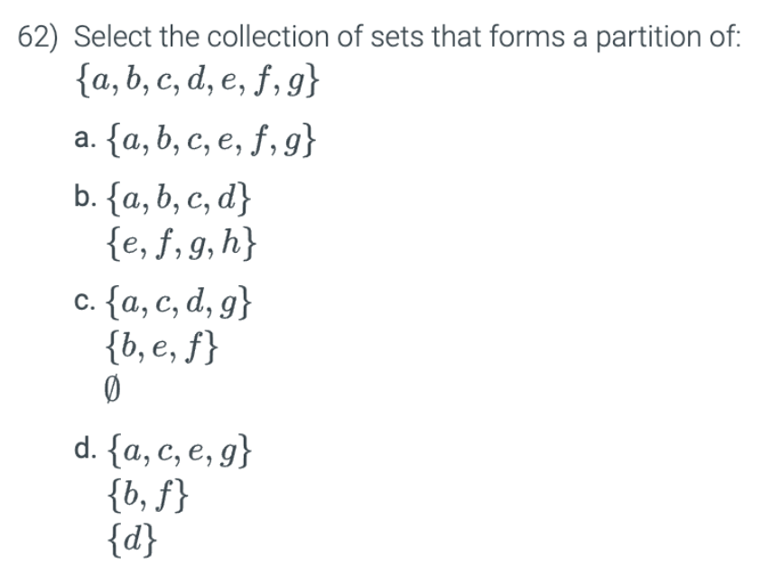 Solved Select the collection of sets that forms a partition | Chegg.com