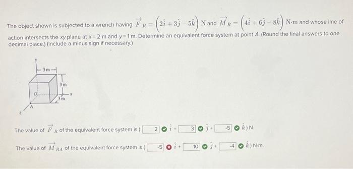 Solved The object shown is subjected to a wrench having | Chegg.com