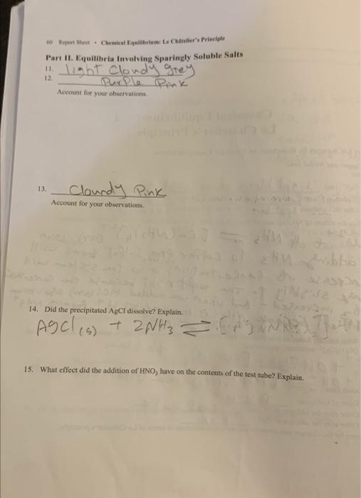 Solved Part 11. Equitibria Involving Sparingly Soluble Salts | Chegg.com