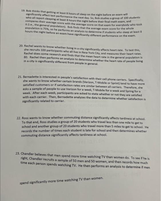 Solved For each scenario, select which of the following | Chegg.com