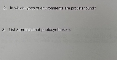 Solved In which types of environments are protists | Chegg.com