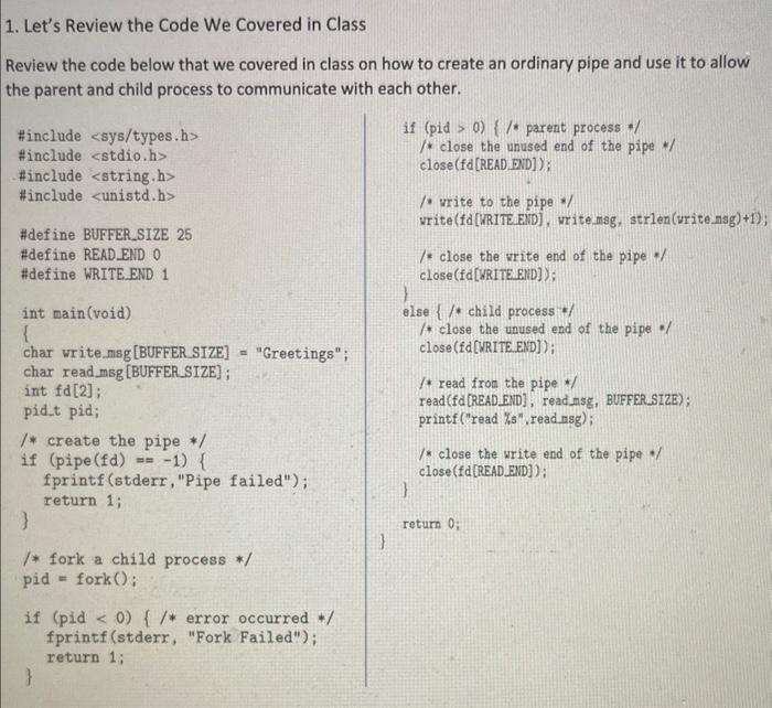 Solved 1. Let's Review the Code We Covered in Class Review | Chegg.com