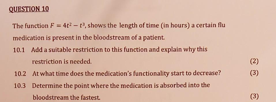 Solved The function F=4t2−t3, shows the length of time (in | Chegg.com