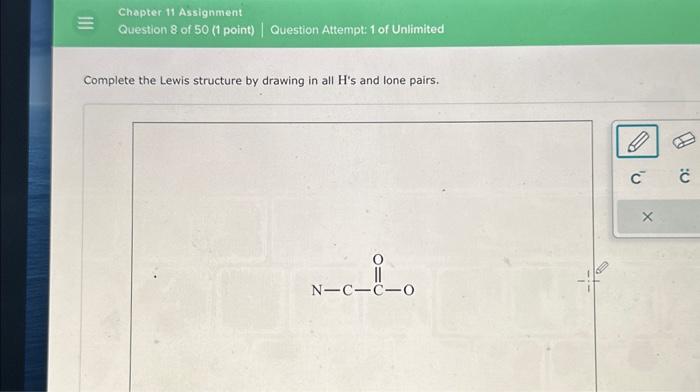 Solved Complete the Lewis structure by drawing in all H's | Chegg.com