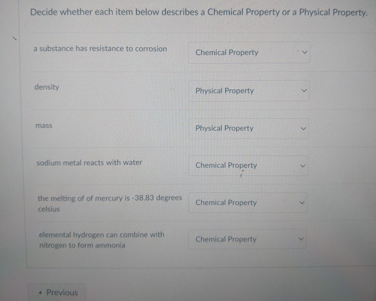 Solved Decide whether each item below describes a Chemical | Chegg.com