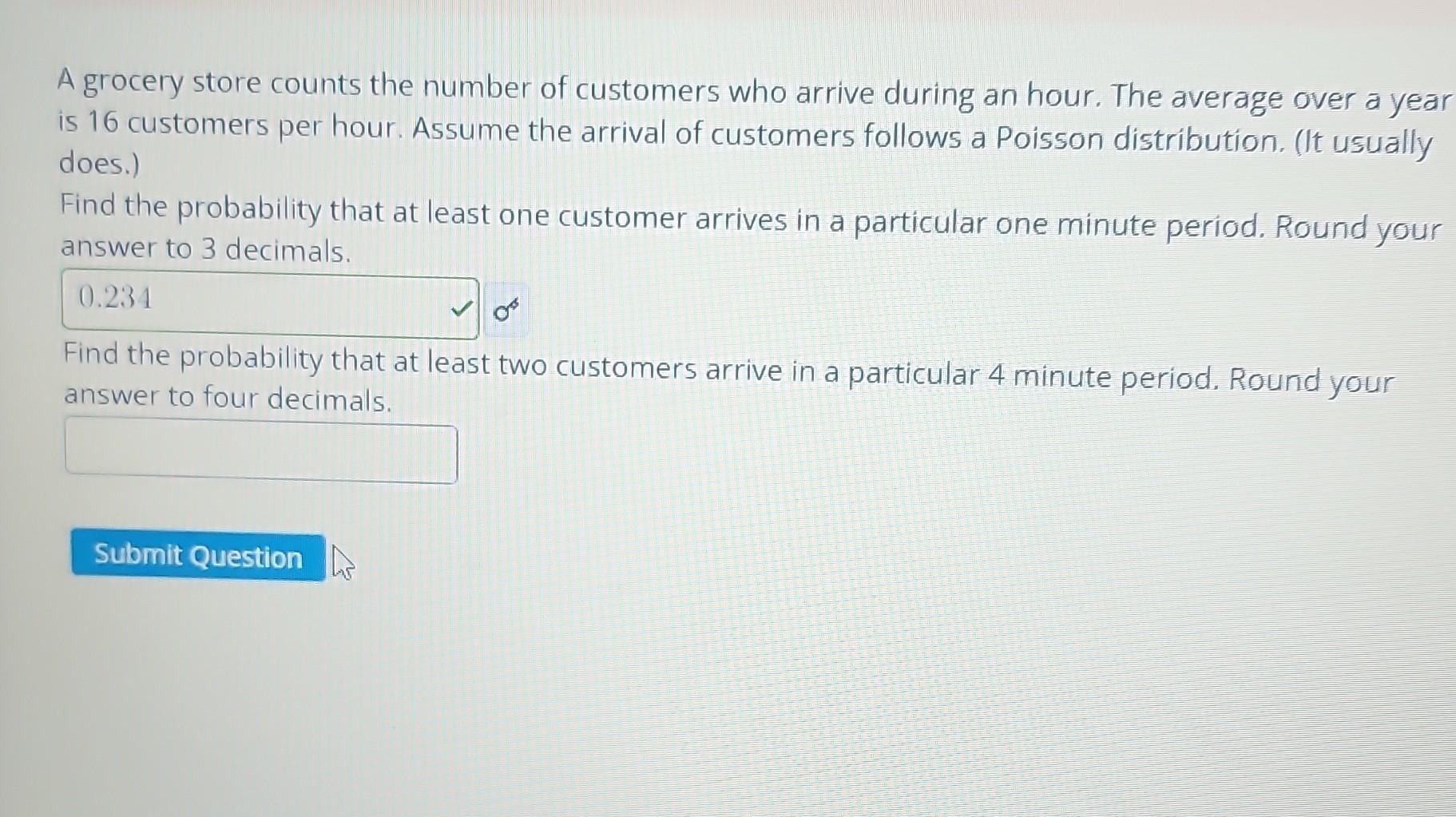 Solved A grocery store counts the number of customers who | Chegg.com