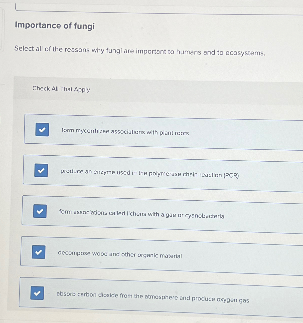 Solved Importance of fungiSelect all of the reasons why | Chegg.com