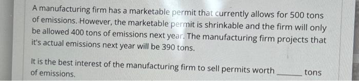 Solved A manufacturing firm has a marketable permit that | Chegg.com