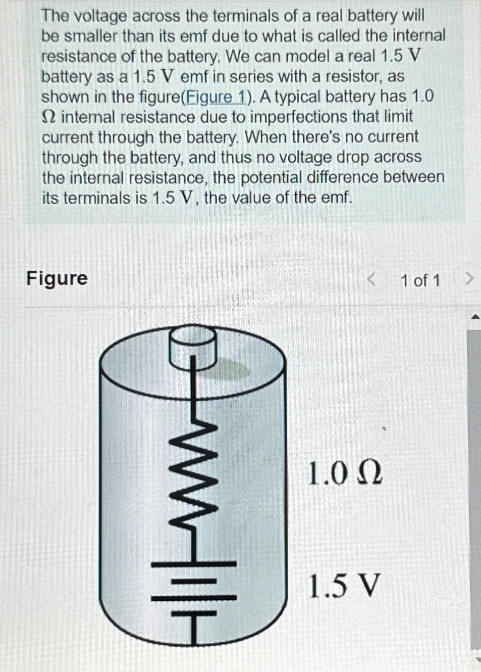 Solved The voltage across the terminals of a real battery | Chegg.com