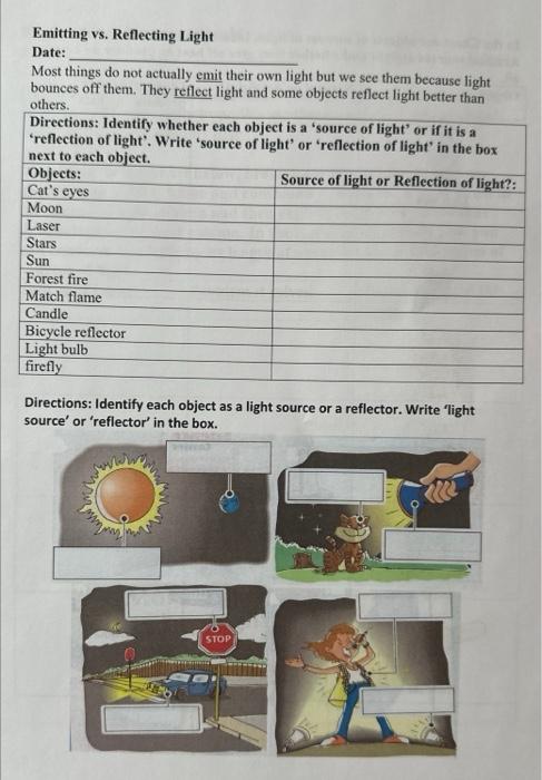 Solved Natural Vs. Artificial Light Date: Light that occurs | Chegg.com