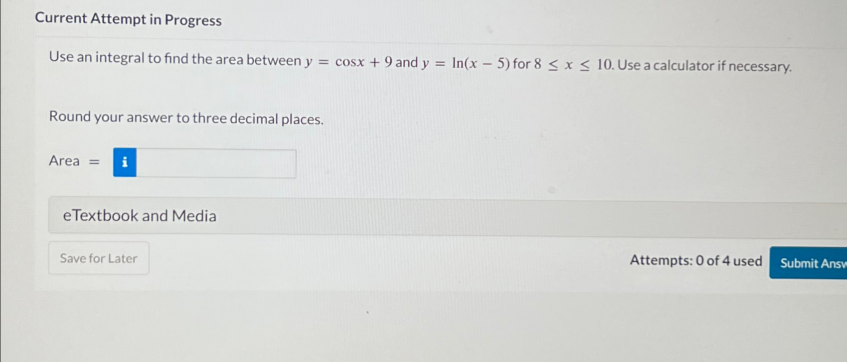 Solved Current Attempt in ProgressUse an integral to find | Chegg.com