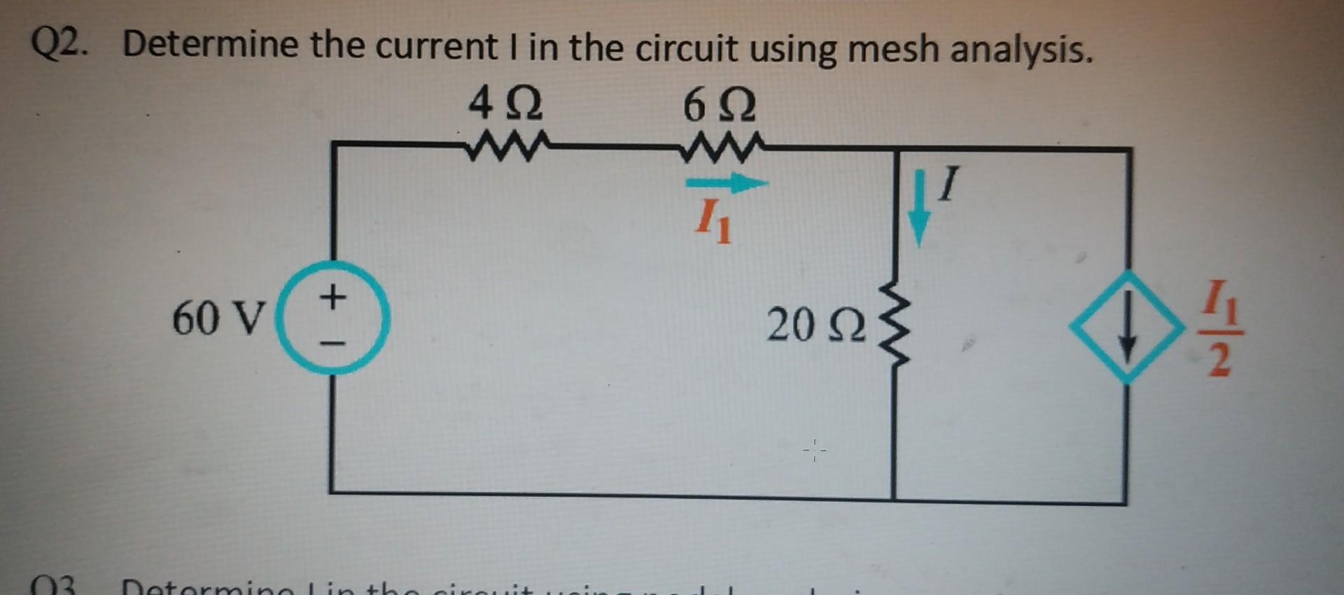 Solved 22. Determine the current I in the circuit using mesh | Chegg.com