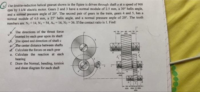 Solved The double-reduction helical gearset shown in the | Chegg.com