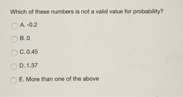 Solved Which of these numbers is not a valid value for | Chegg.com