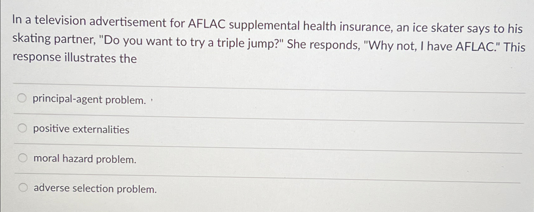 Solved In a television advertisement for AFLAC supplemental | Chegg.com
