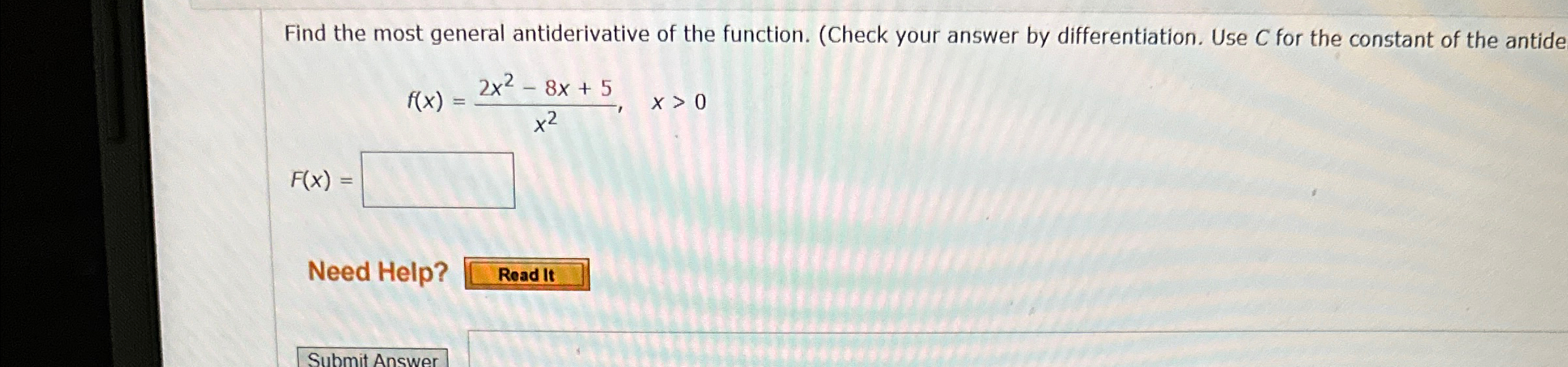 Solved Find the most general antiderivative of the function. | Chegg.com
