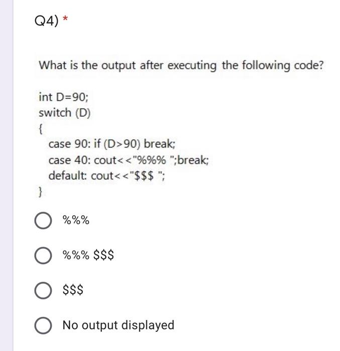 Solved Q4)* What is the output after executing the following | Chegg.com