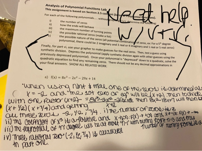 Solved Analysis Of Polynomial Functions Lab This Assignment 9239