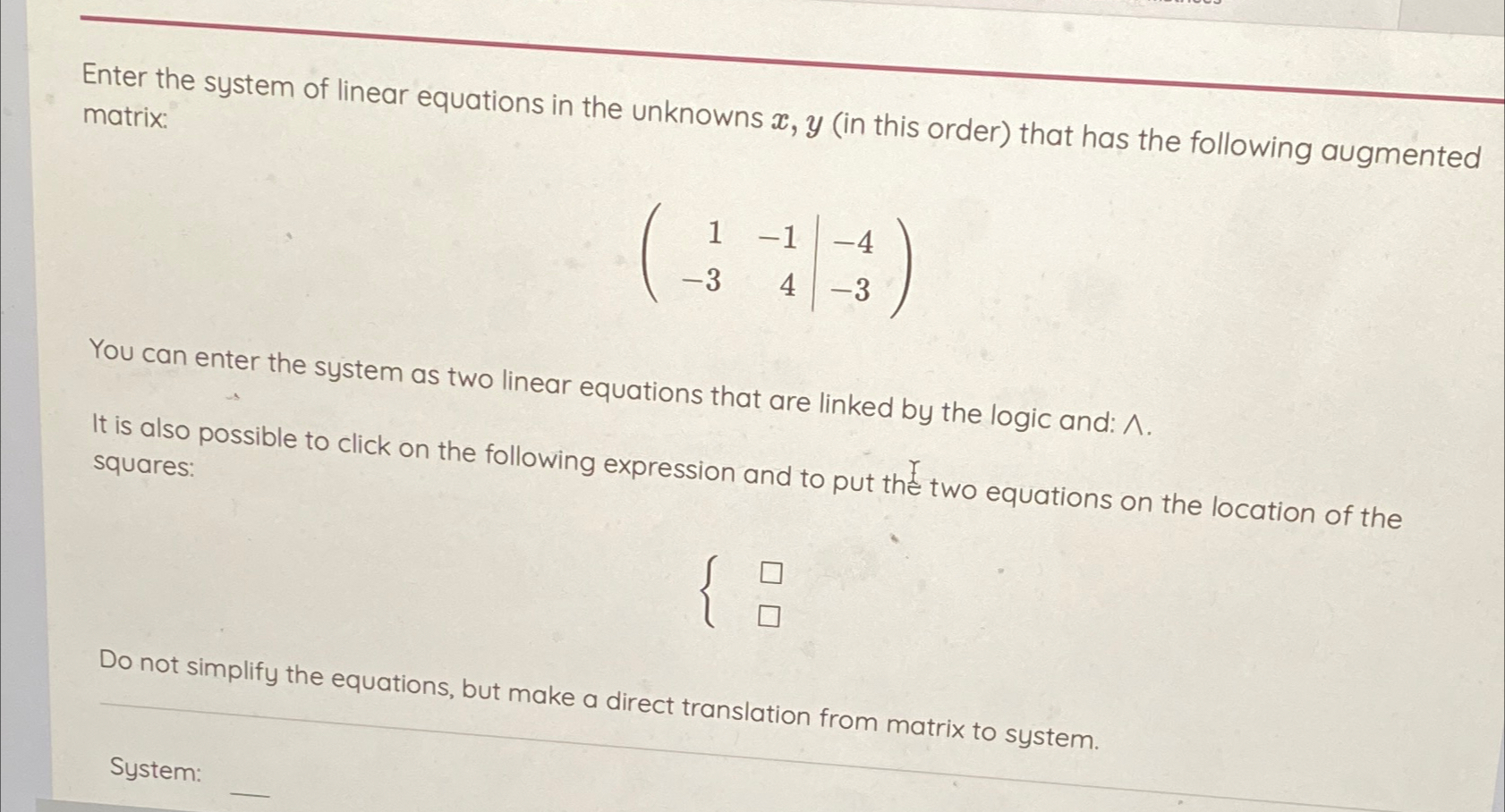 Solved Enter the system of linear equations in the unknowns | Chegg.com